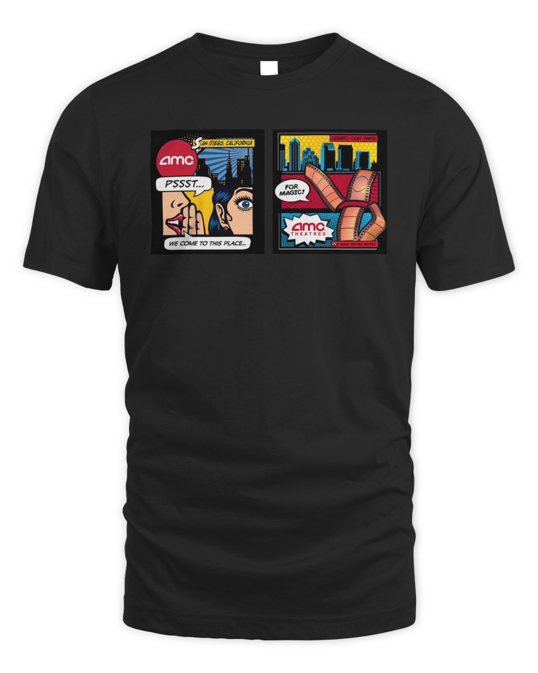 Amc Theatres Movie Merch AMC Clip Comic Secret Black Shirt