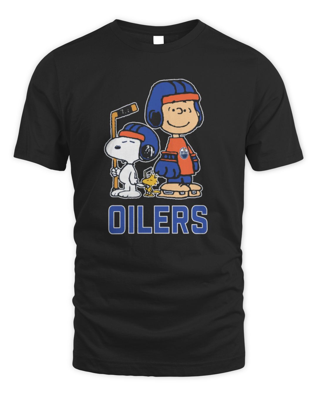 Charlie Brown x Snoopy x Woodstock Oilers Hockey Logo Hoodie