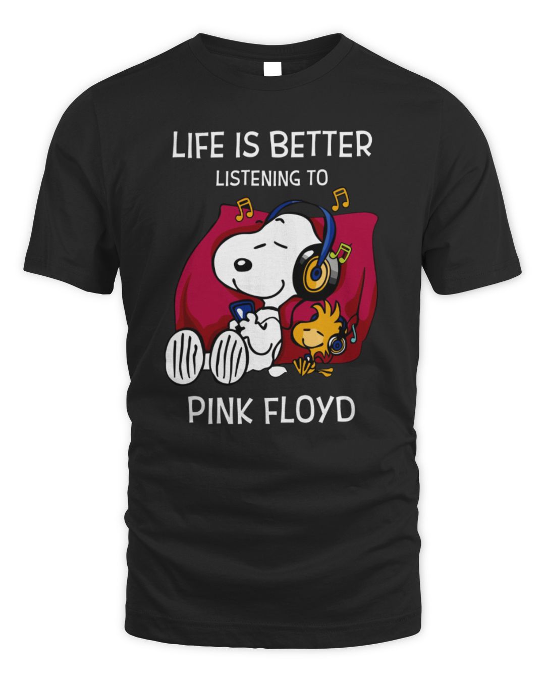 Peanuts Snoopy And Woodstock Pink Floyd Life Is Better Listening To ...
