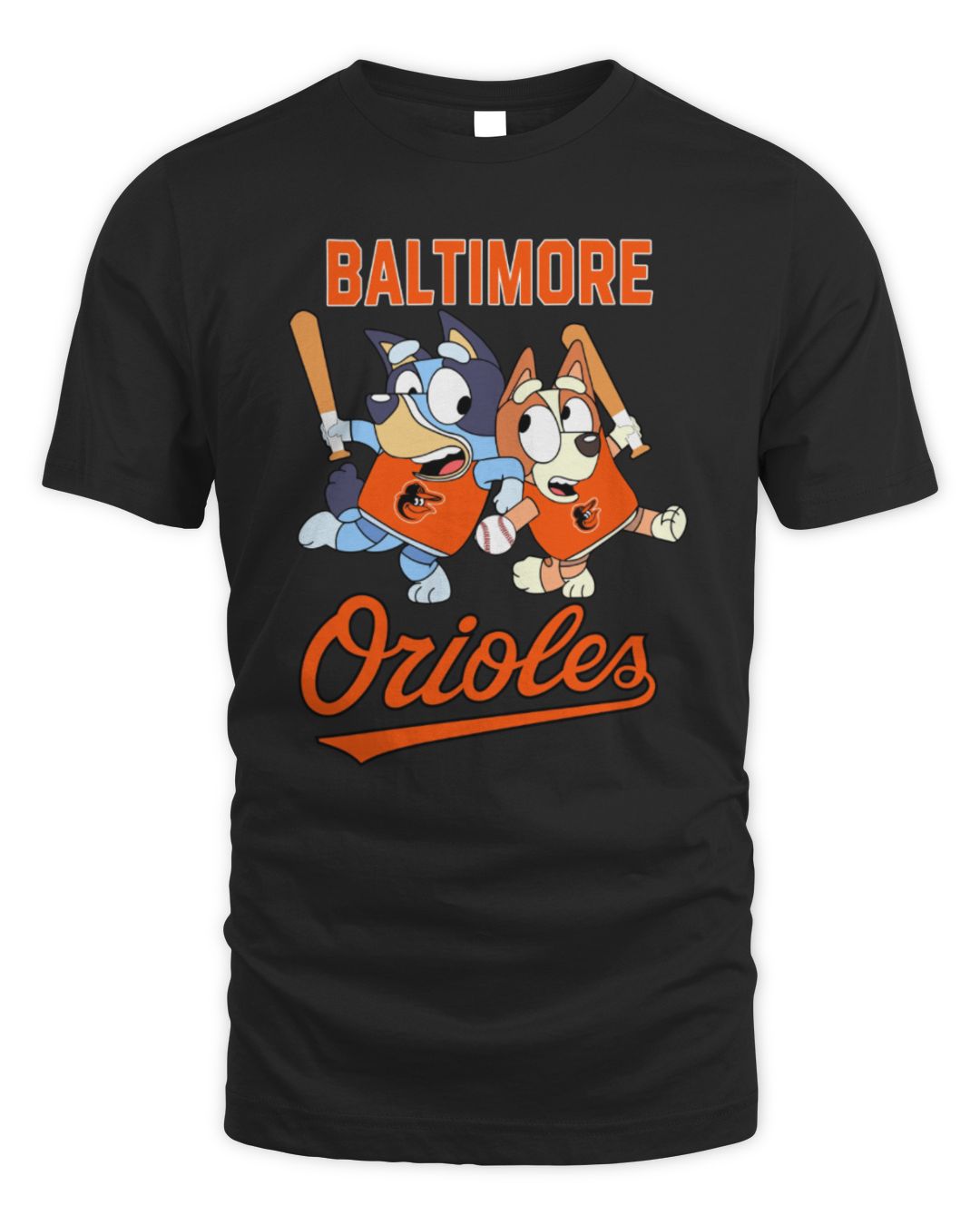Baltimore Orioles Bluey Playing Baseball Shirt Black
