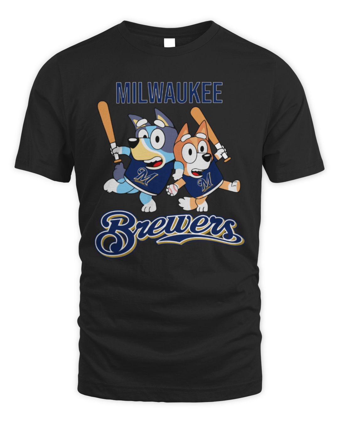 Milwaukee Brewers Bluey Playing Baseball Shirt Black