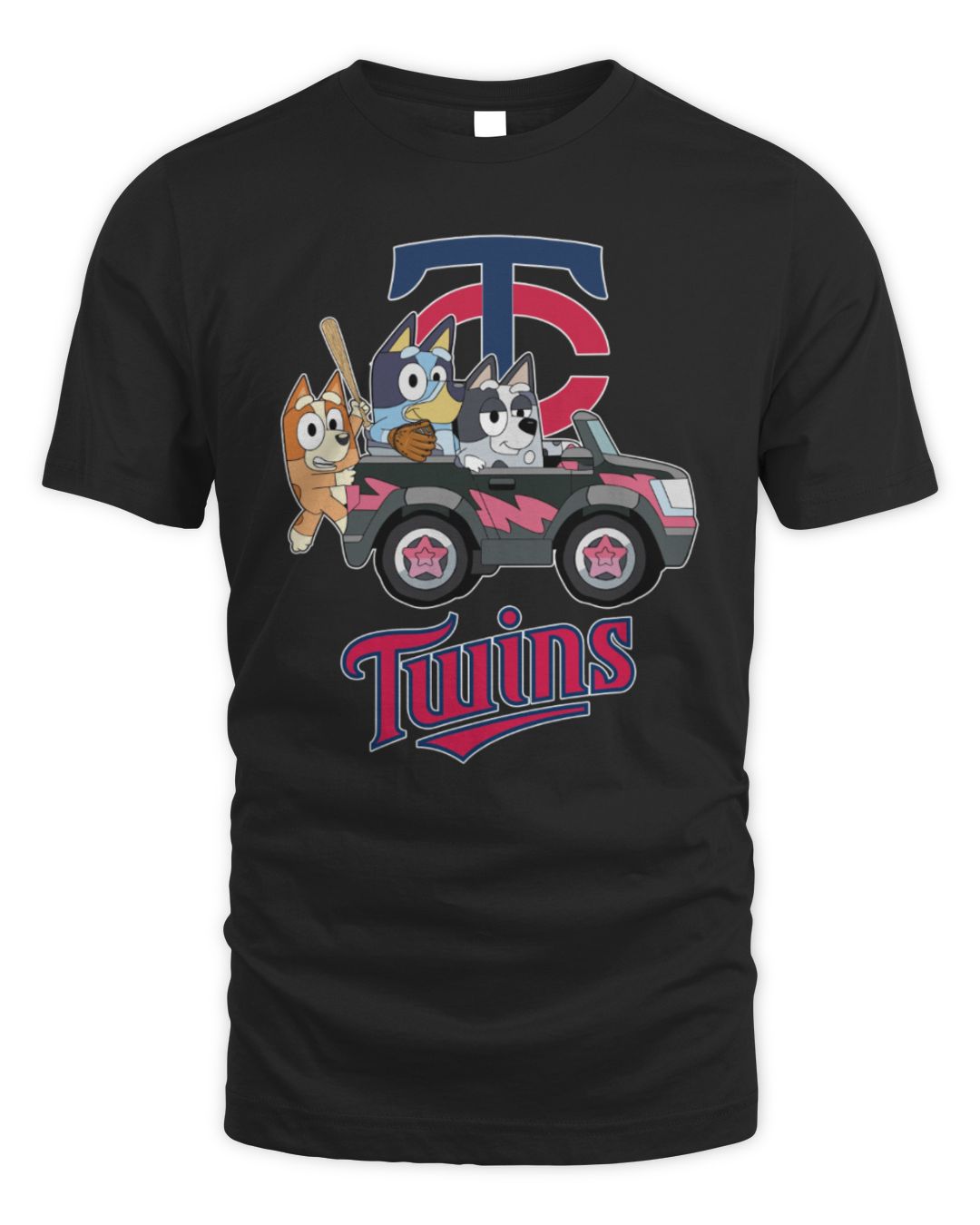 2024 Minnesota Twins Bluey Bandit Chilli And Aunt Trixie Driving Car Hoodie