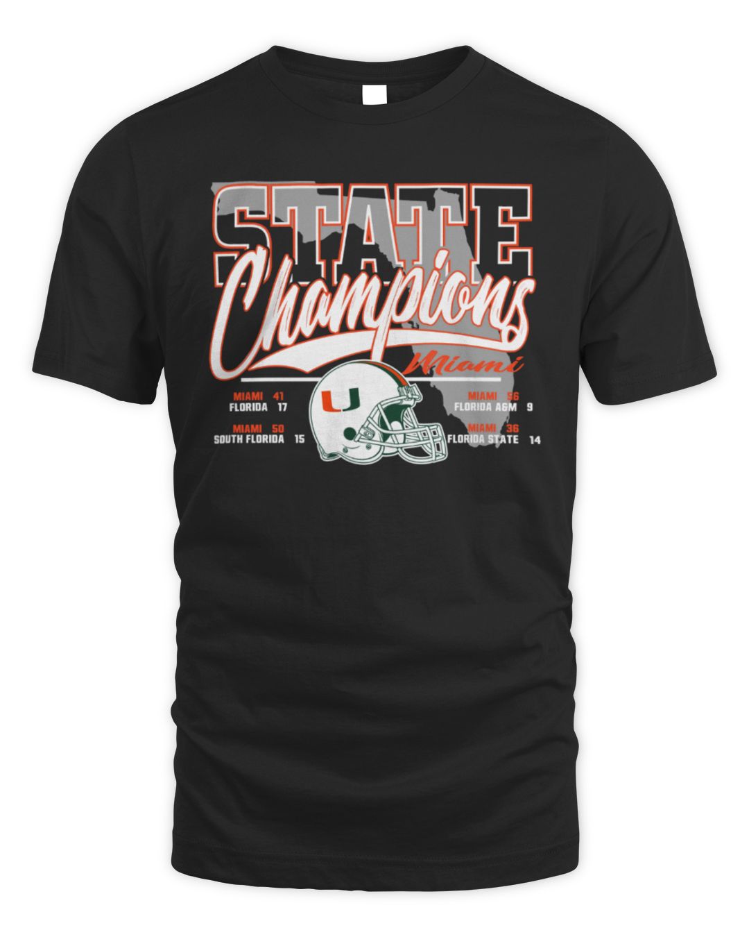 University Of Miami Hurricanes Football State Champions Score Logo 2024 Tee