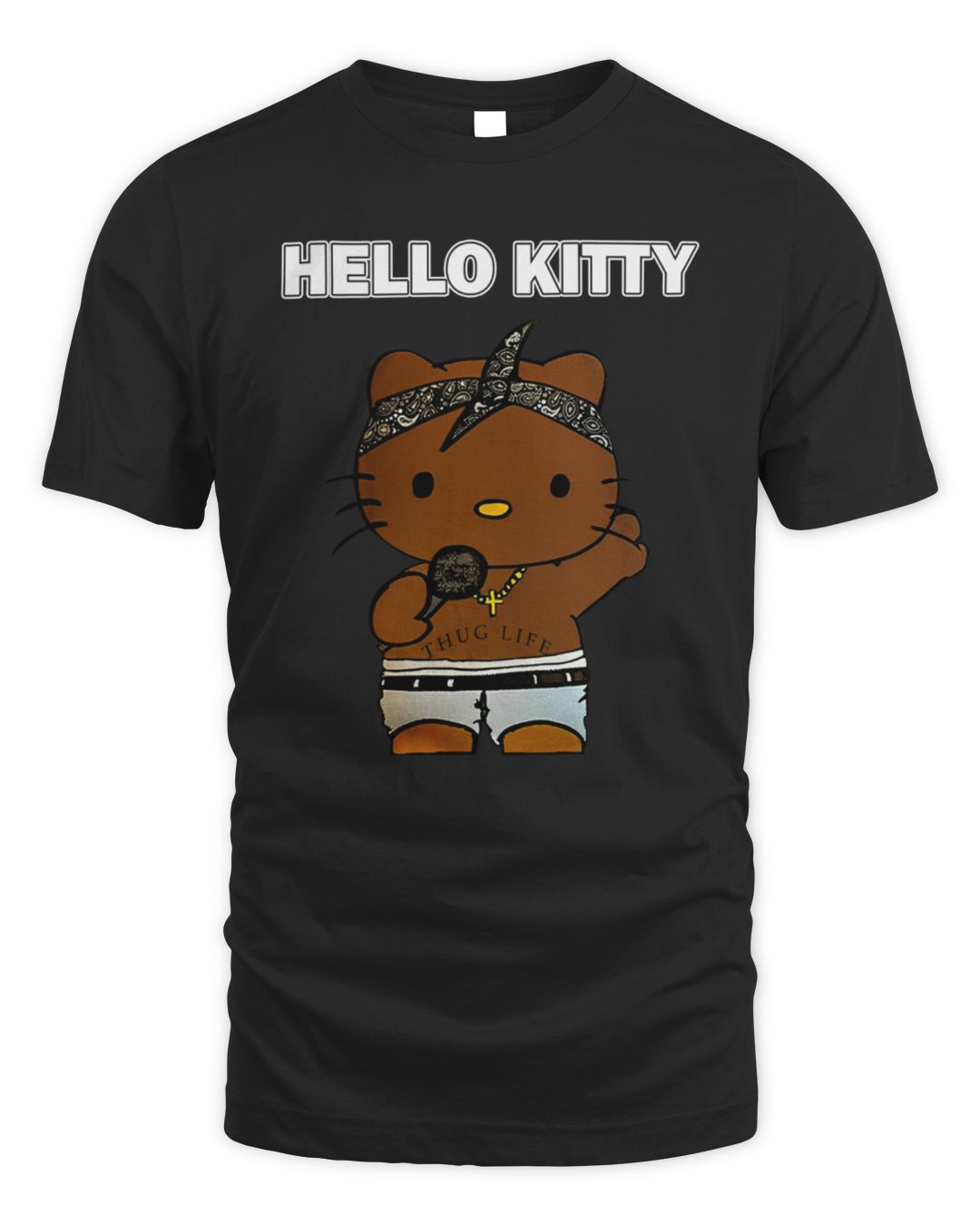 Hello Kitty Tupac Shakur Rap Legend 2024 Tee Black