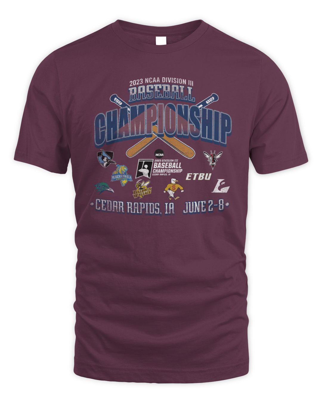 Official 2023 Ncaa Division III Baseball Championship 8 Team Logo T Shirt