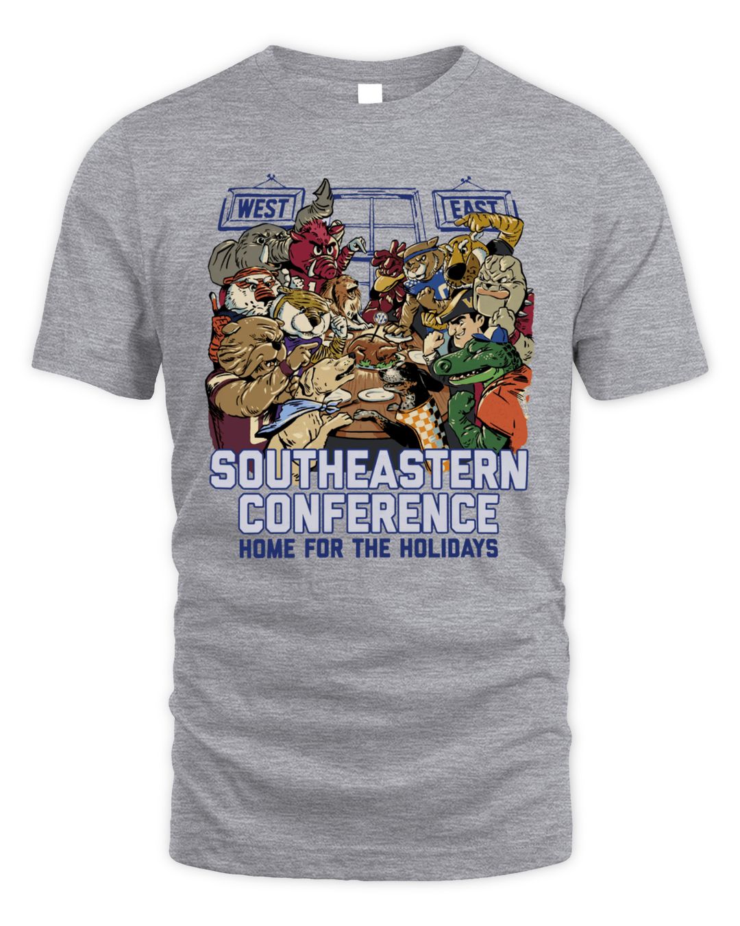 SEC Football Mascots Home For The Holidays 2023 Shirt Gray