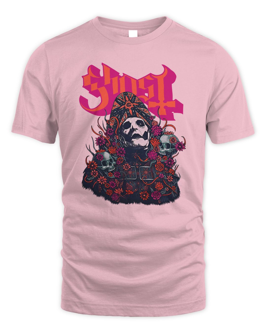Ghost Official Merch Ghost Bliss In Pink Crystal Wash Shirt
