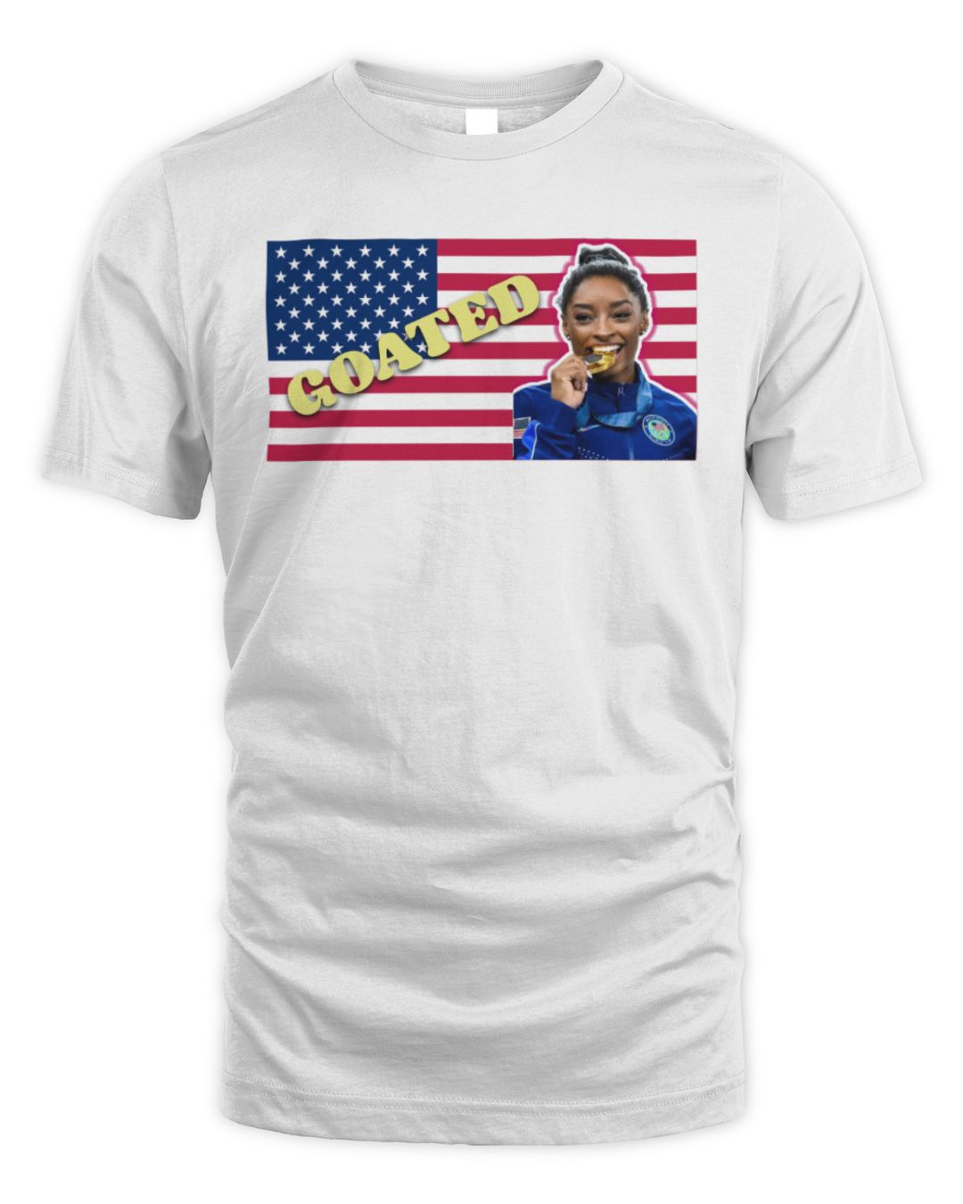 Official Simone Biles Goated Golden Gold American Flag Tee