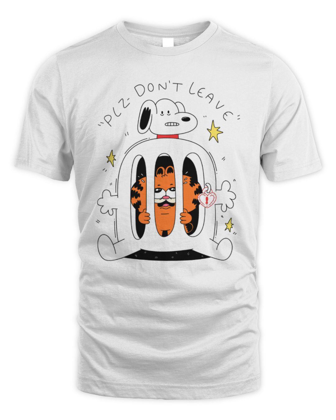 Official Snoopy And Arrested Garfield Please Don’t Leave Tee