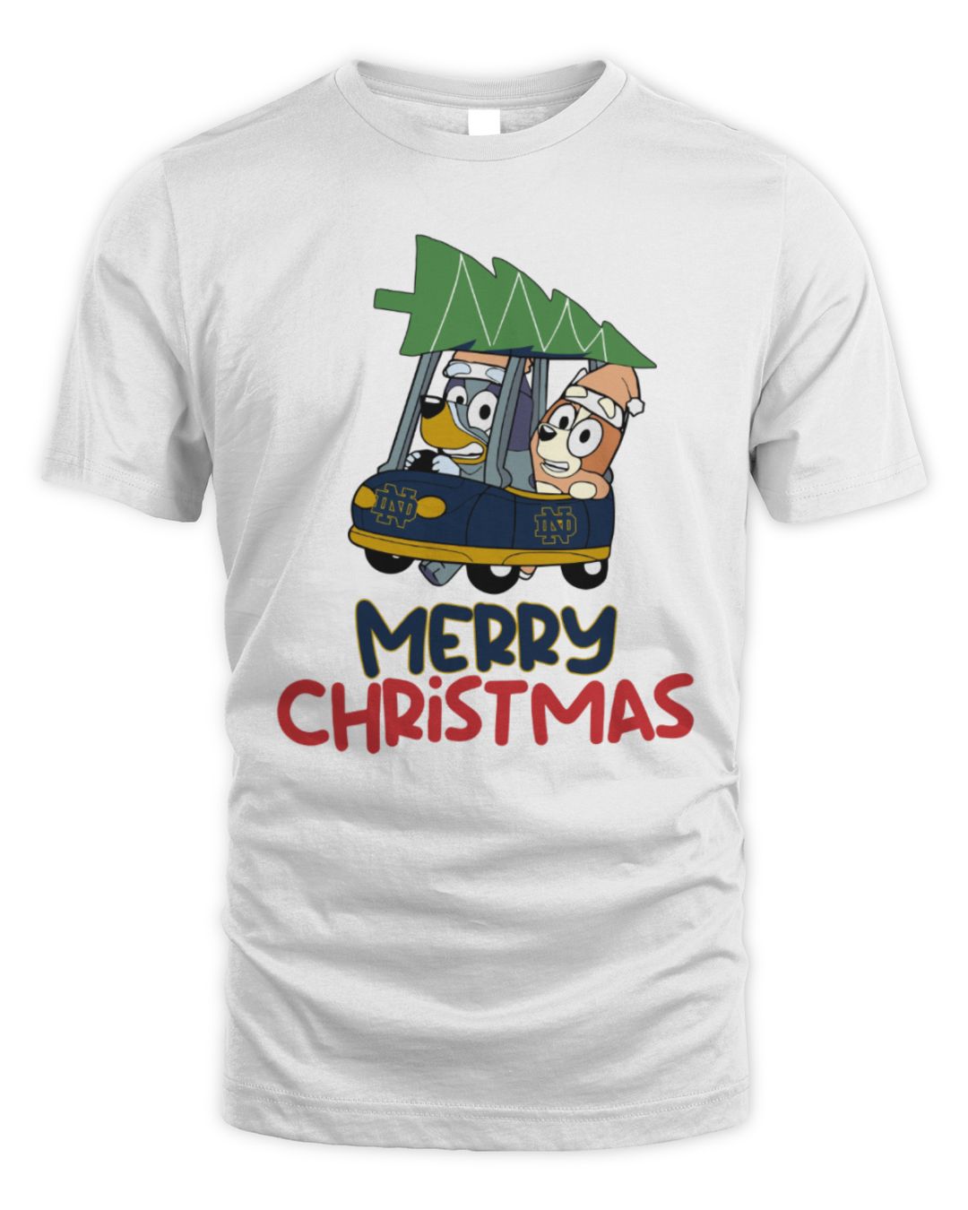 Notre Dame Fighting Irish Bluey Merry Christmas 2024 Tee White