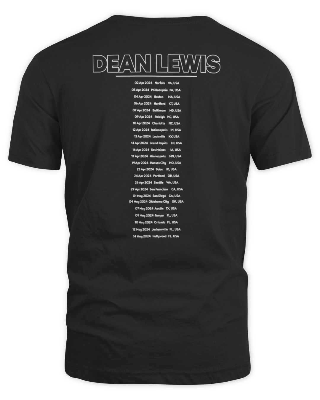 Dean Lewis Merch 2024 Black T-Shirt