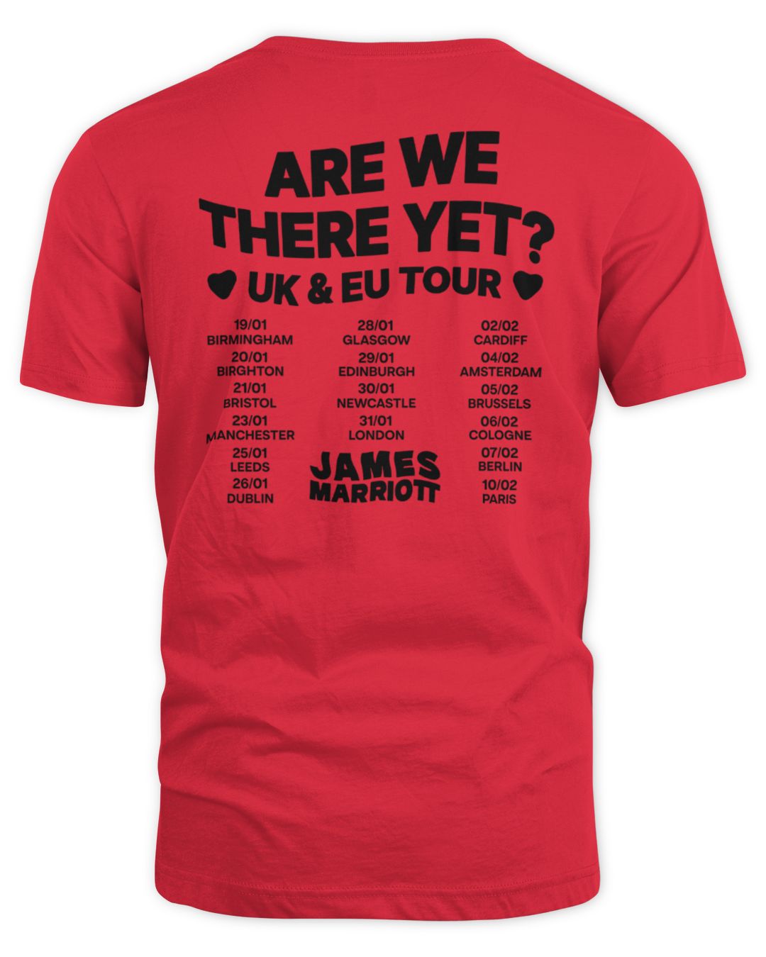 James Marriott Merch 2024 Tour Tee Shirt