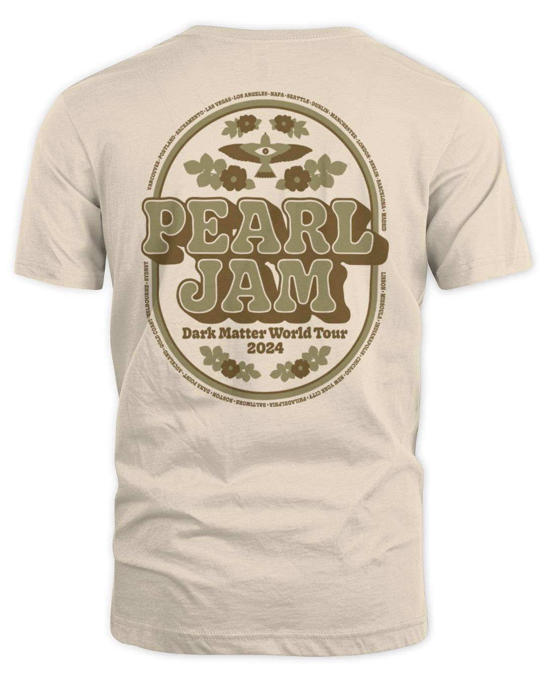 Pearl Jam Merch Dark Matter World Tour 2024 White Tee