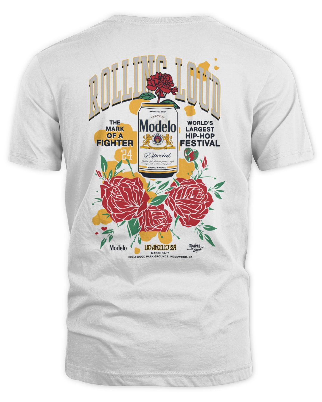 Rolling Loud Merch Modelo X Rl Los Angeles '24 Modelo Time White Tee